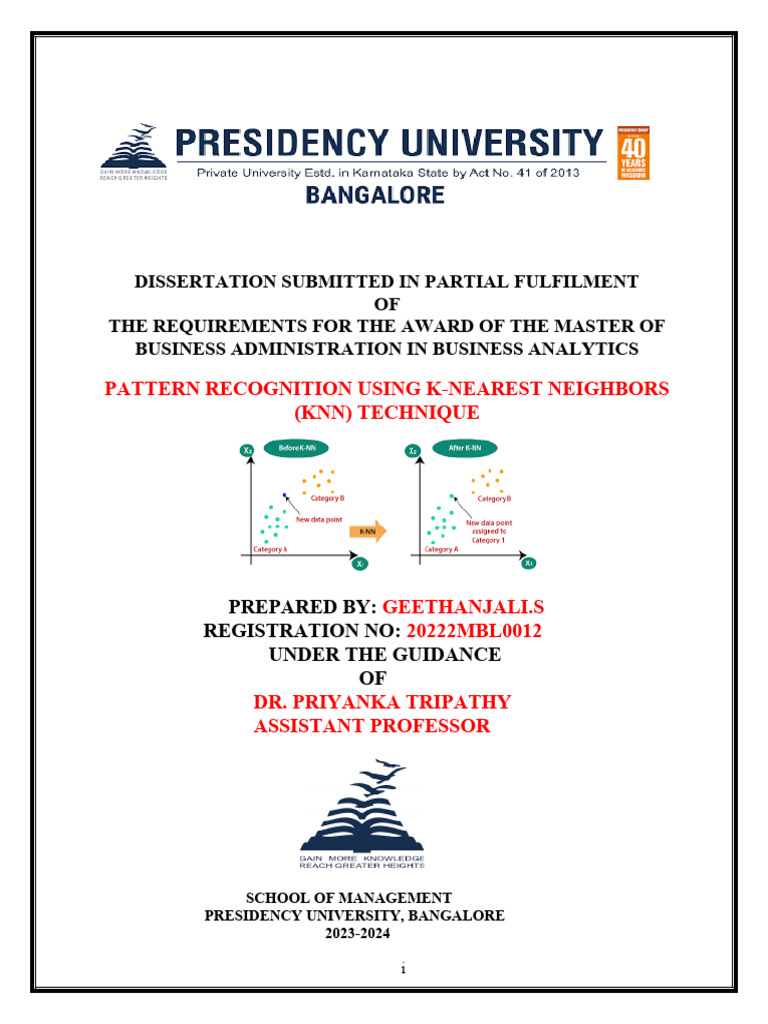 Pattern Recognition Using K-Nearest Neighbors (KNN) Technique | PDF | Cluster Analysis ...