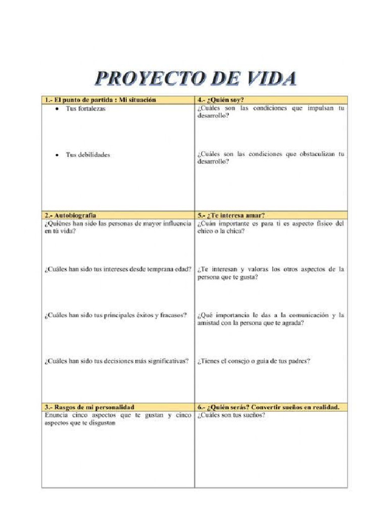 Actividad Proyecto de Vida | PDF