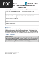 BTEC Learner Assessment Submission and Declaration | PDF
