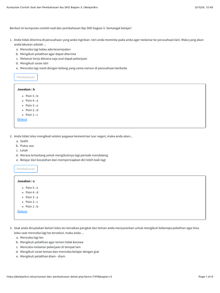 Contoh Soal TKP SKD Bagian 3 | PDF