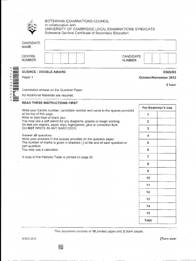 Bgcse Sda Paper 3 2012 | PDF | Science & Mathematics