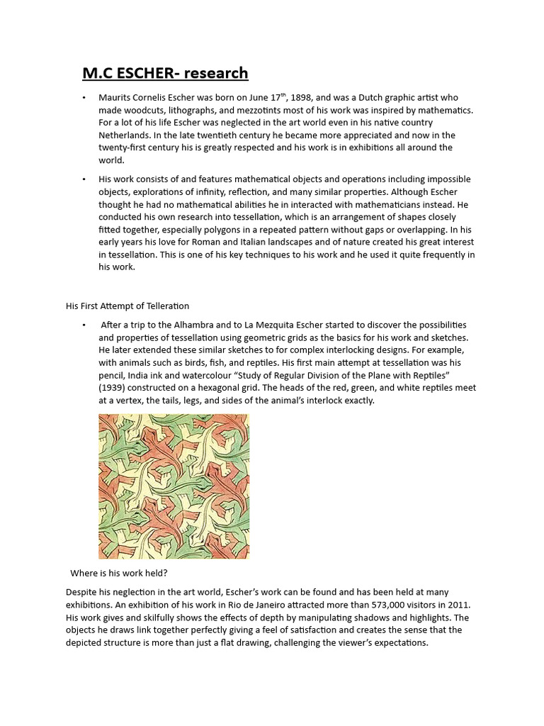 Art Research M.C ESCHER | PDF