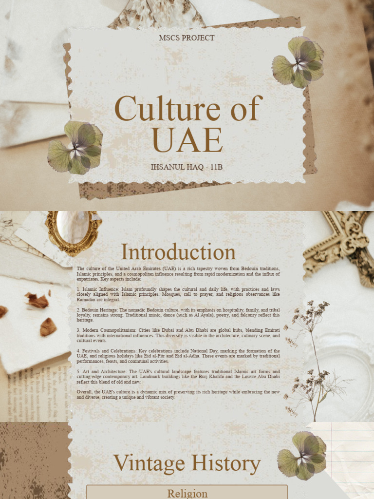 MSCS Project - Culture of UAE (Ihsanul Haq - 11B) | PDF | United Arab ...