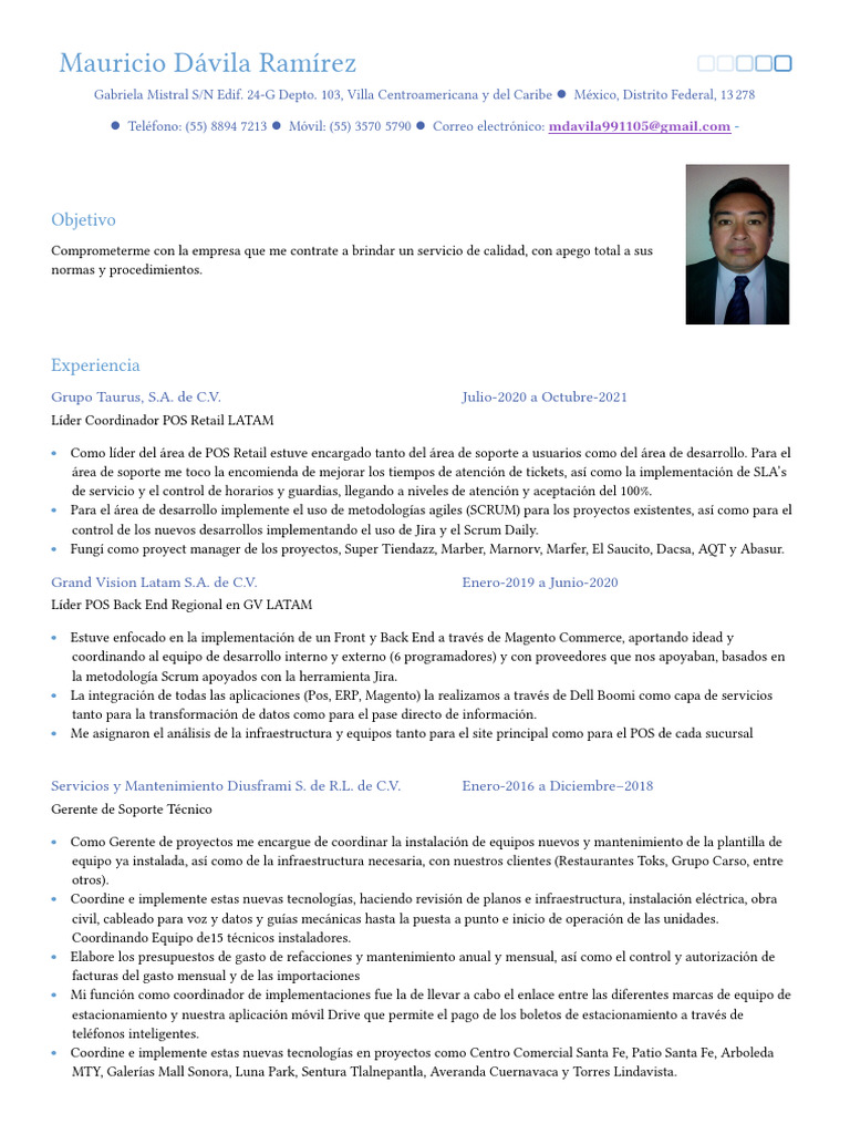 Mauricio Dávila Ramírez: Objetivo | PDF | Soporte técnico | Ibm