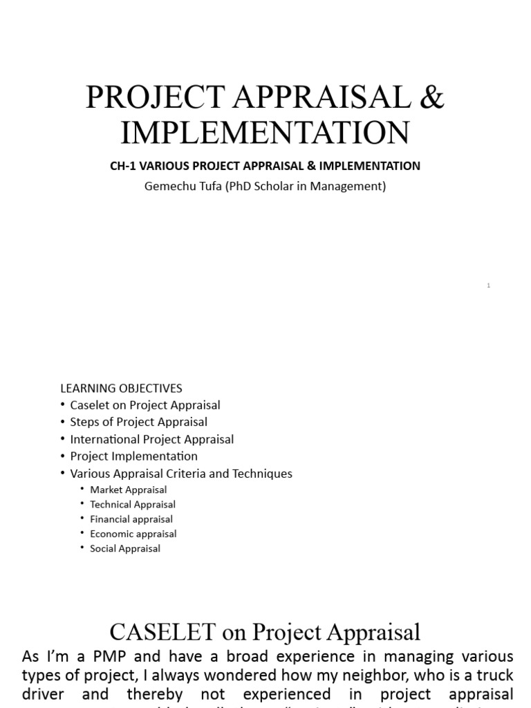 Ch-1 Project Appraisal | PDF | Feasibility Study | Real Estate Appraisal