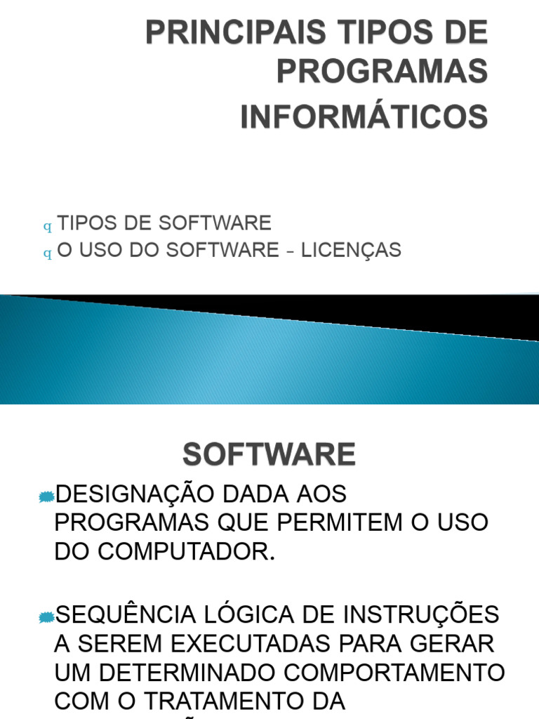 Principais Tipos de Programas Informáticos - 2023 | PDF | Programas ...