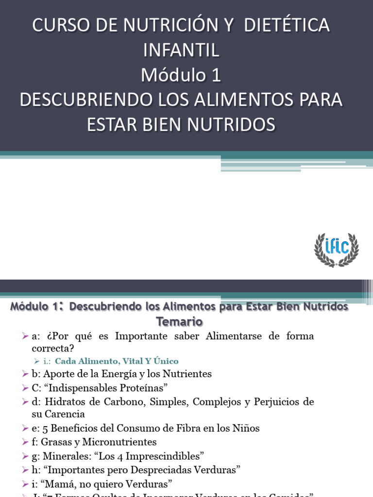 IFIC Modulo1 Nutricion Infantil | PDF | Alimentos | Carbohidratos