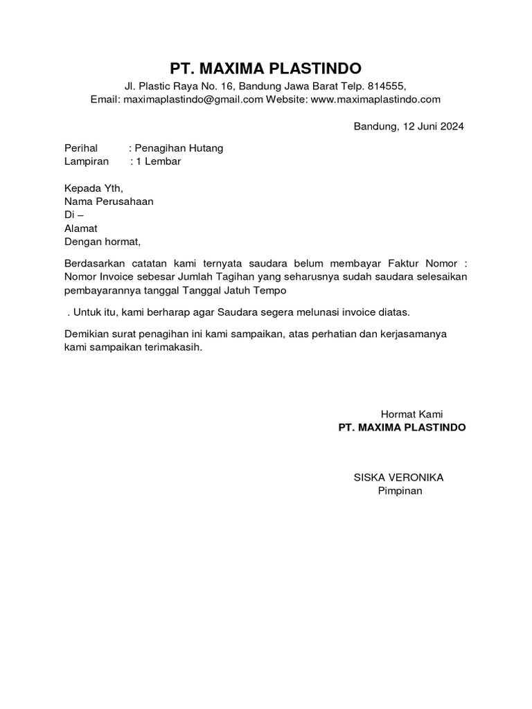 Surat Tagihan Bisnis | PDF