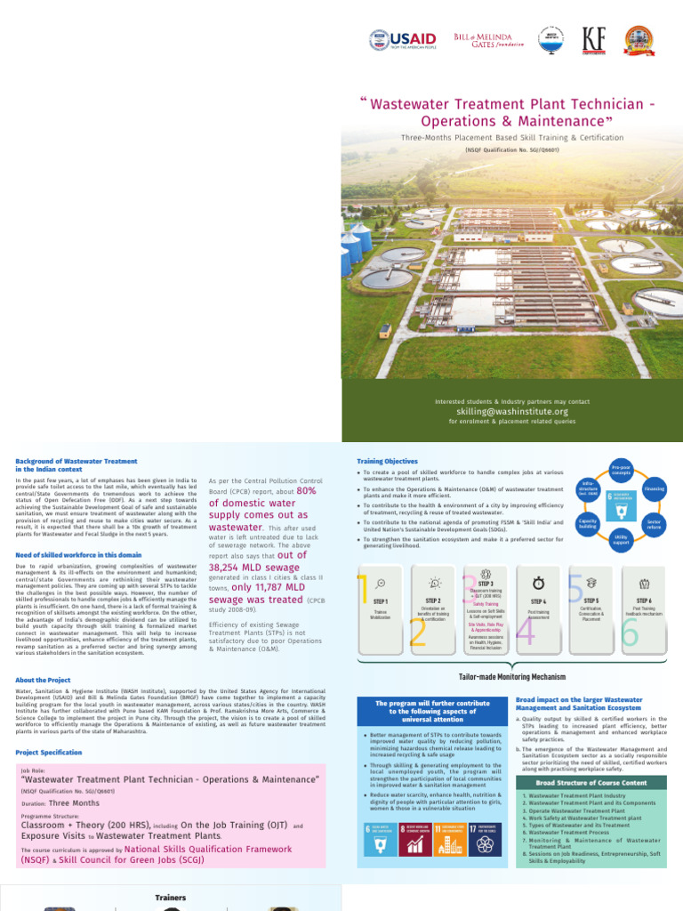 Brochure - STP Operators (O&M) Certificate Course | PDF | Sanitation | Wash