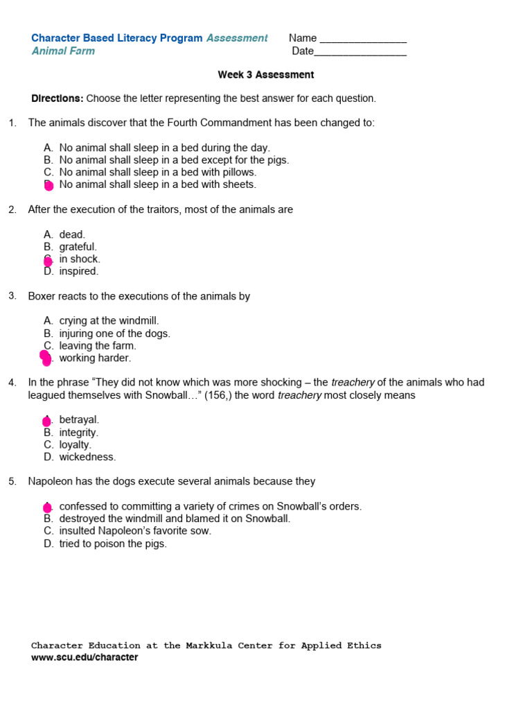 Thomas McDonald - Assessments - Animal - Farm | PDF