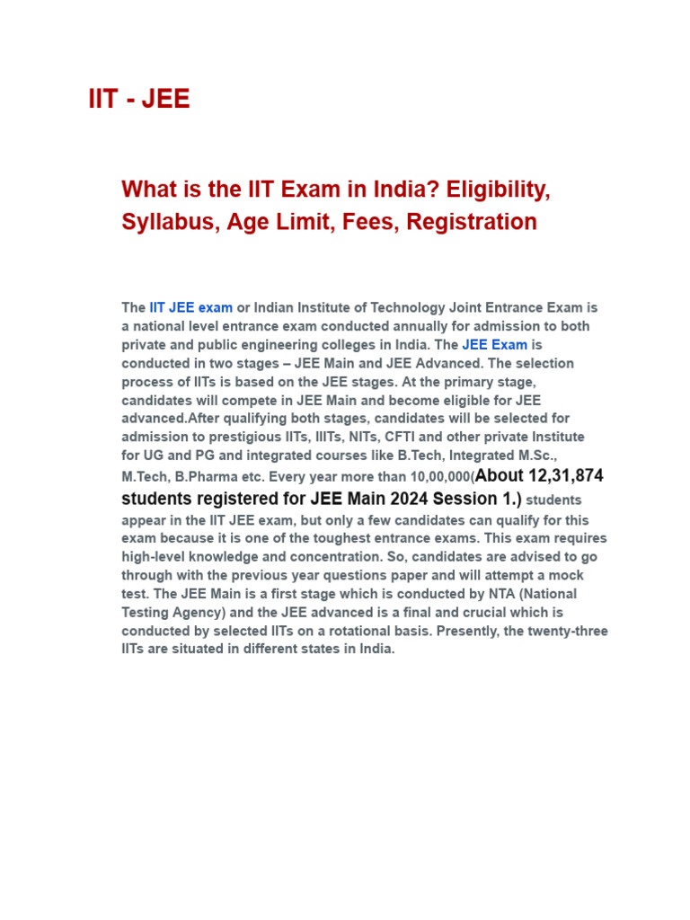 Iit Jee Pdf Standardized Tests Qualifications