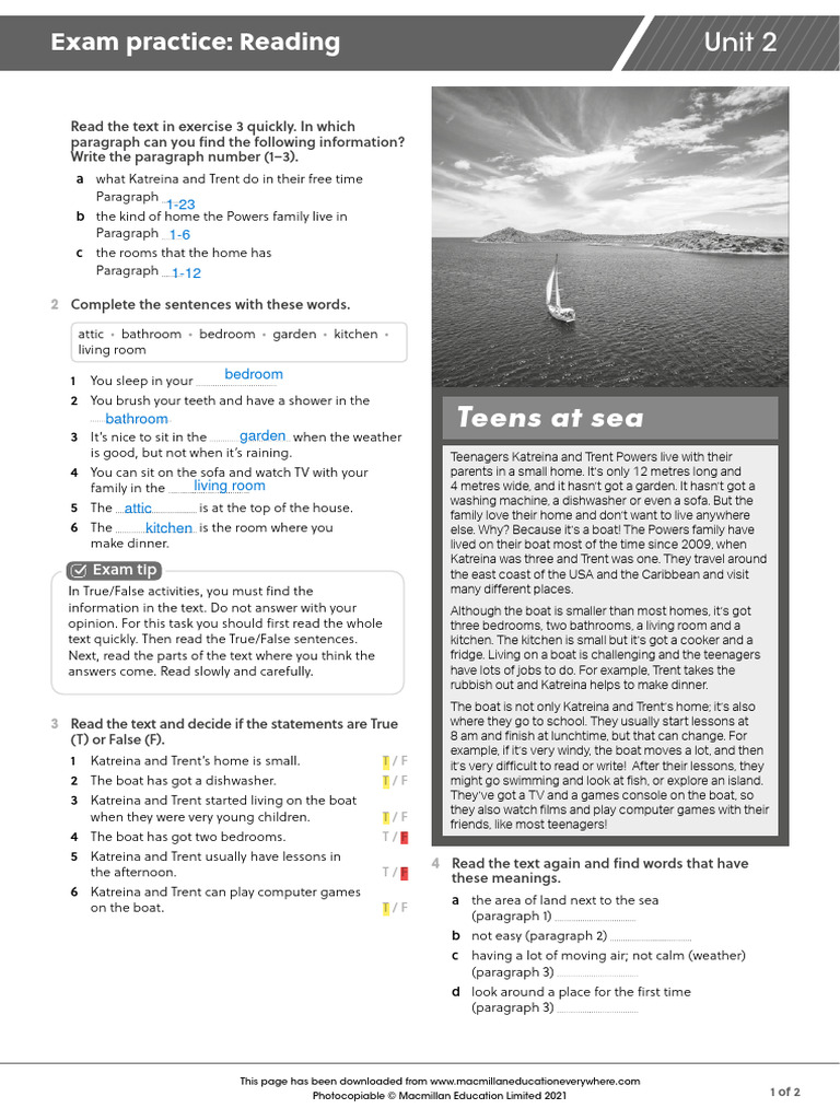 A2 U2 Exam Practice Reading | PDF