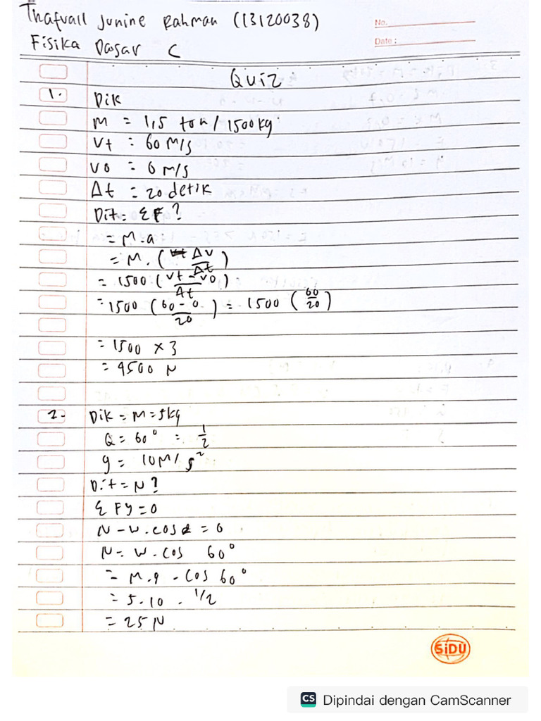Kuis Fisika Dasar C | PDF