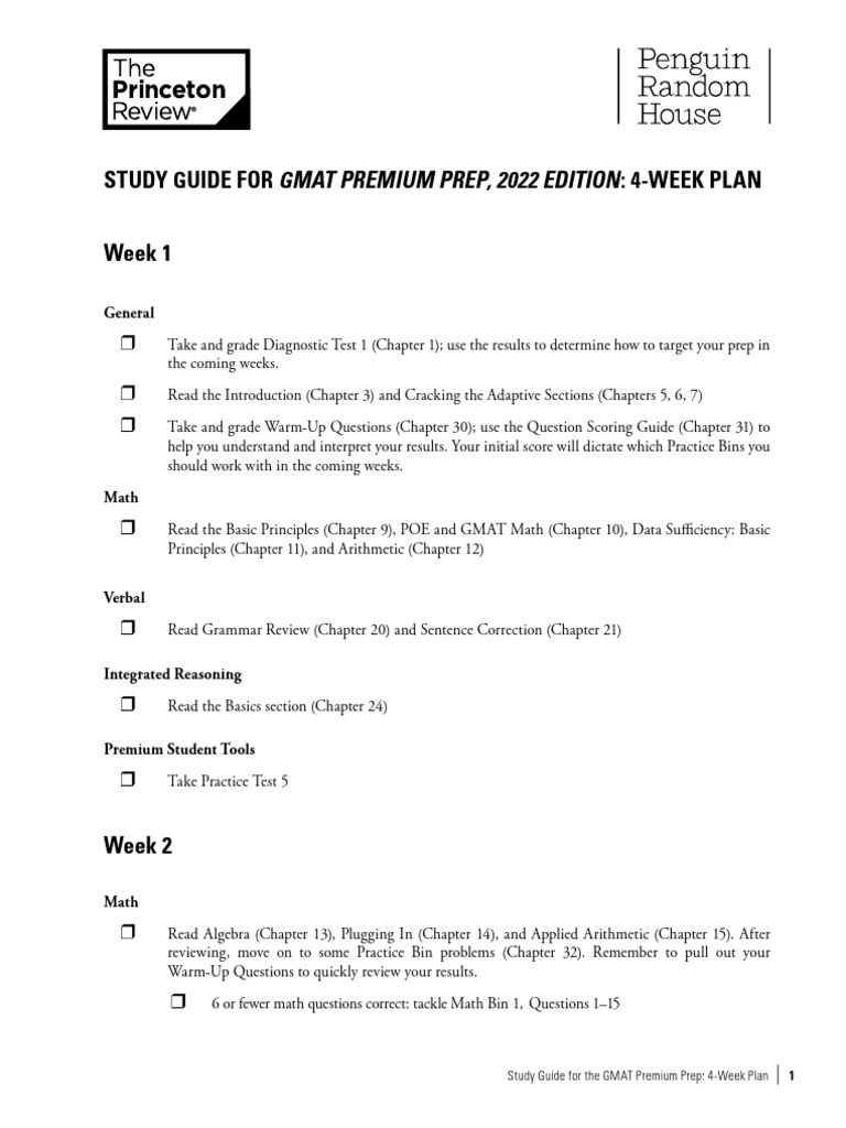 GMAT Premium Prep 2022 Study Guide 4-Week | PDF | Graduate Management ...