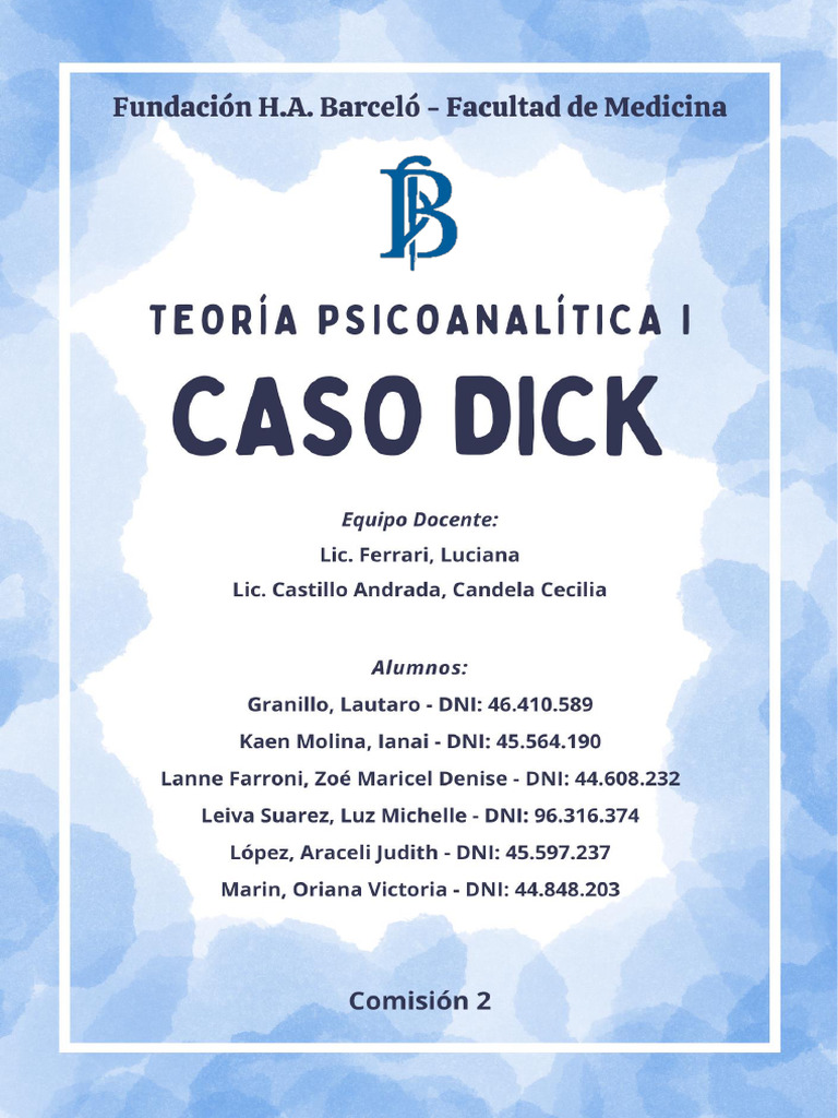 Caso Dick Psicoanalitica I | PDF | Carné de identidad | Agresión