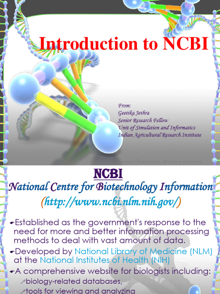 Introduction To NCBI | Download Free PDF | National Center For Biotechnology Information ...