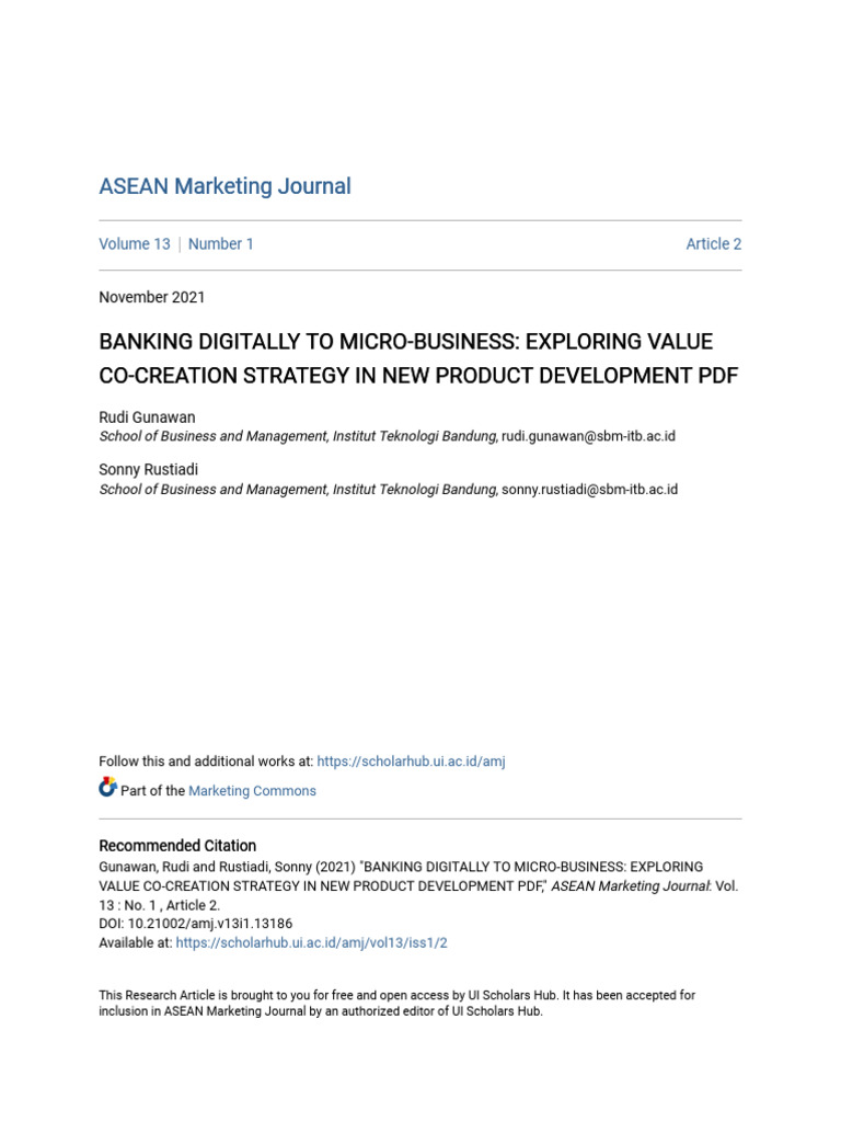 Banking Digitally To Micro-Business - Exploring Value Co-Creation ...