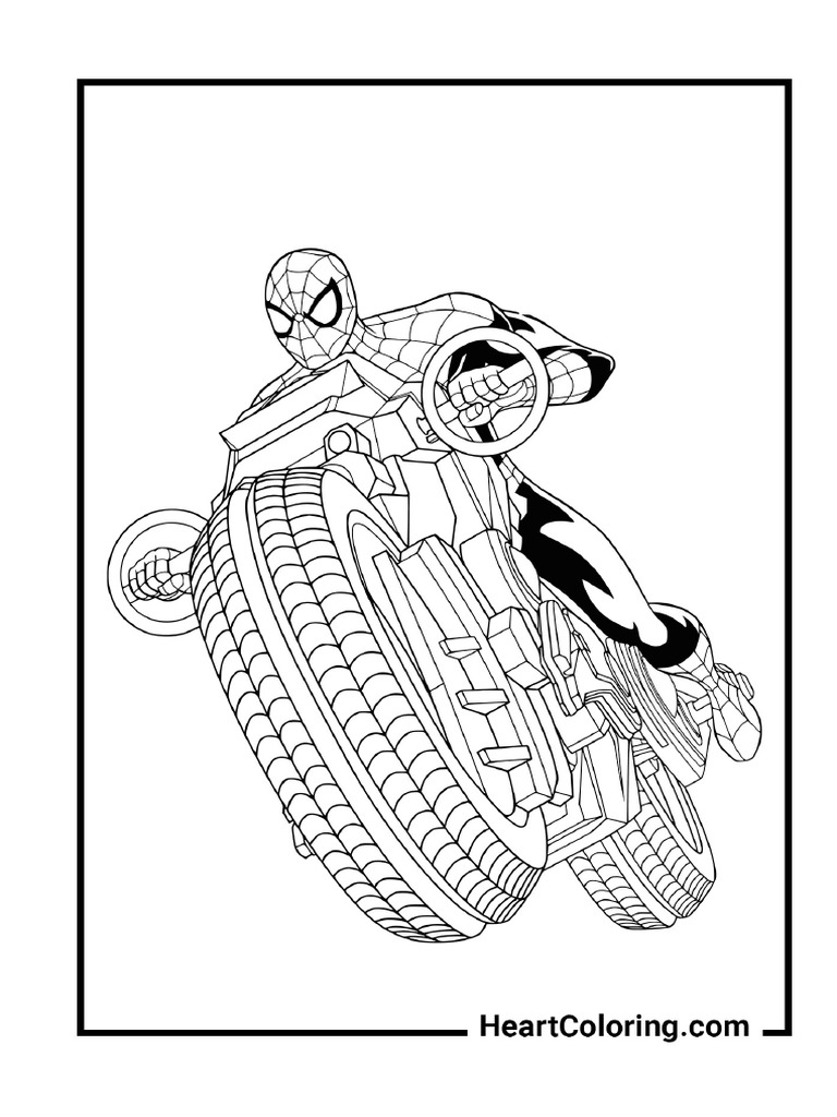 3145 7 Spider Man On A Motorcycle Spider Man Coloring Pages | PDF