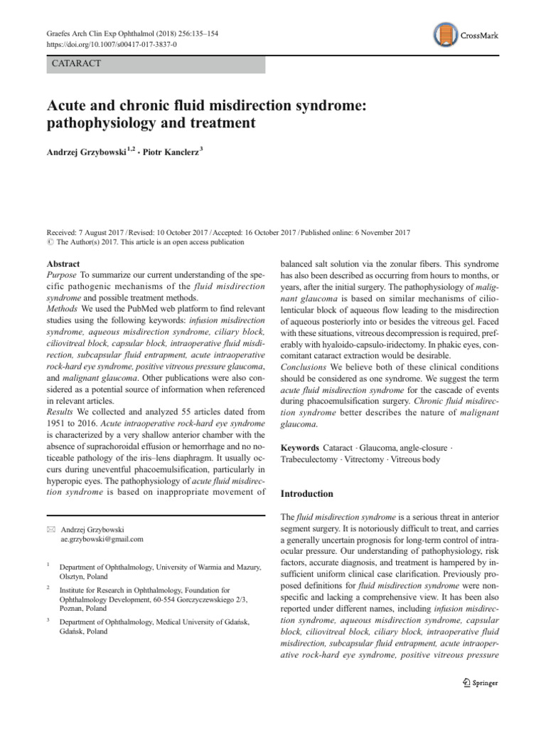 Misdirection Syndrome | PDF | Glaucoma | Medical Specialties