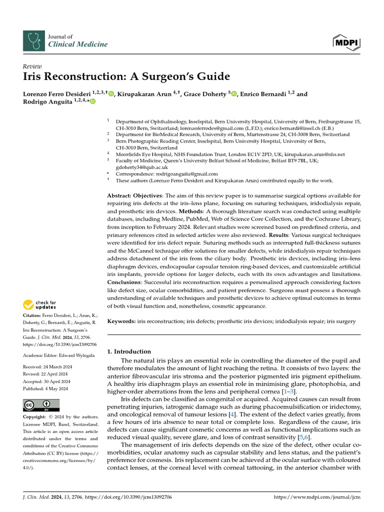 Iris Reconstruction A Surgeons Guide | PDF | Surgical Suture | Pub Med