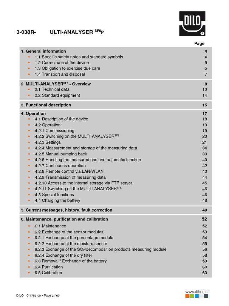 3-038R-R Multi-Analyser: 1. General Information 4 | PDF | Calibration | Information And ...