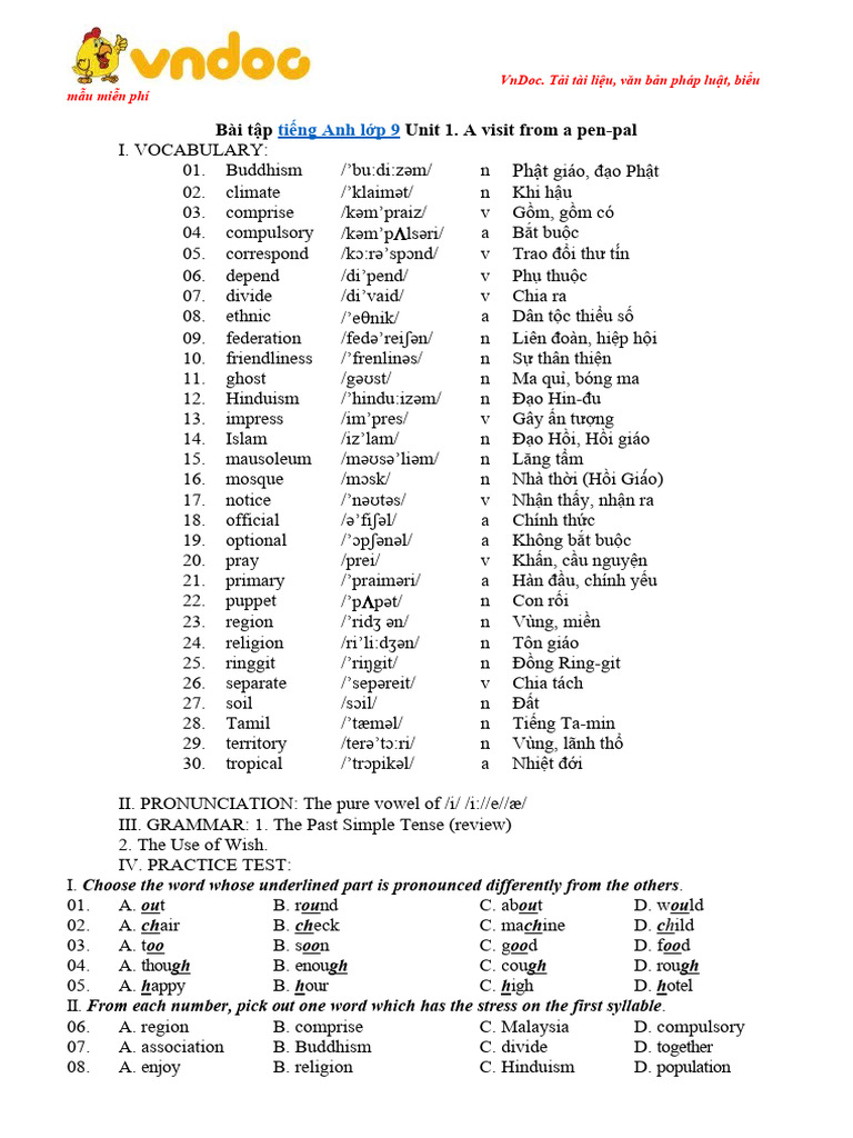 Bai Tap Tieng Anh Lop 9 Theo Tung Unit | PDF | Poetry | Indonesia