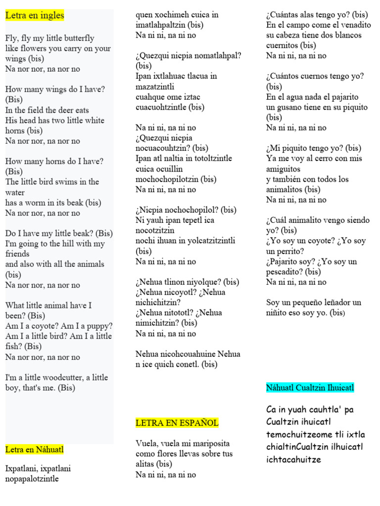 canciones en nahuatl | PDF
