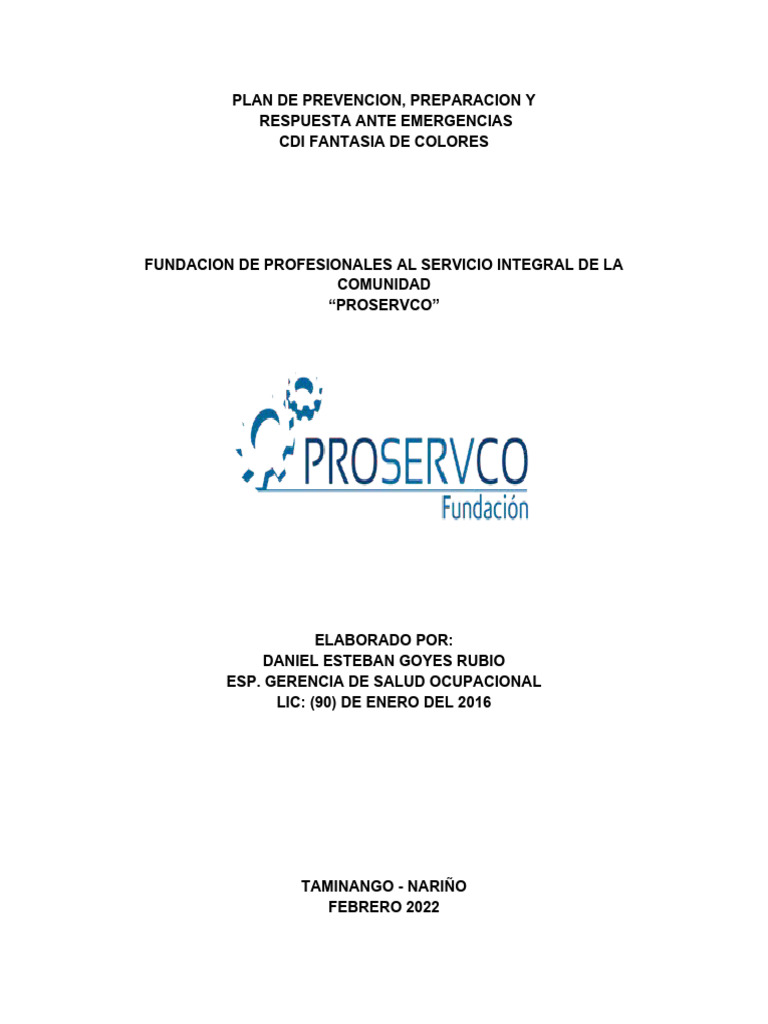 Plan de Emergencias Cdi Fantasia de Colores | PDF | Temblores | Riesgo