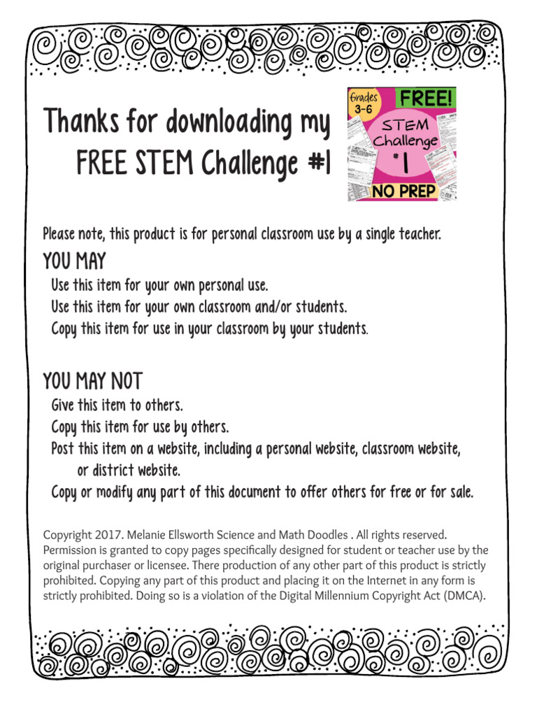 Thanks For Downloading My FREE STEM Challenge #1: You May | PDF ...