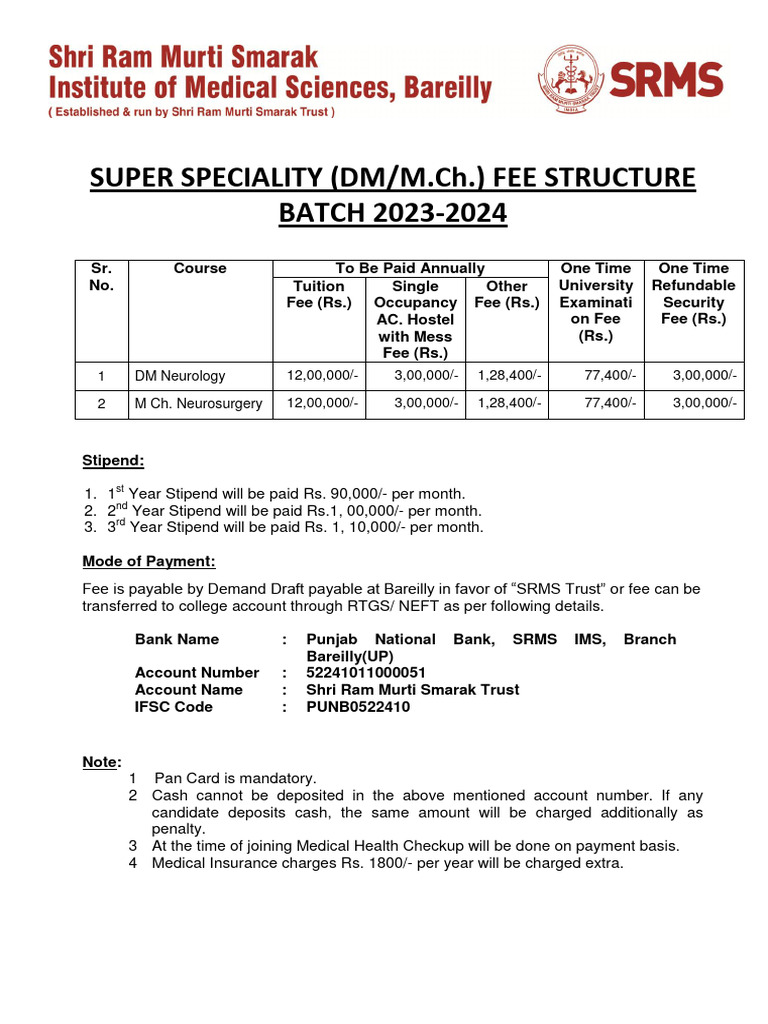 Fee Structure Ss 2023 | PDF | Career & Growth | Business