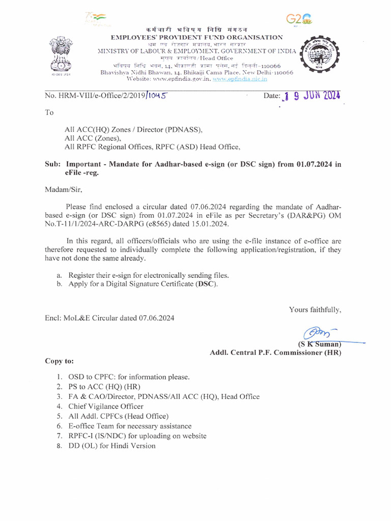 Circular HRM Eoffice 19062024 | PDF