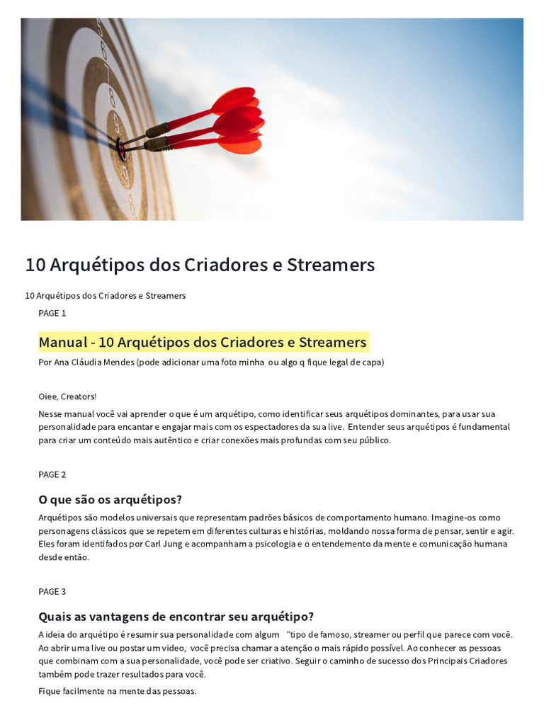 10 Arquétipos Dos Criadores e Streamers | PDF | Arquétipo