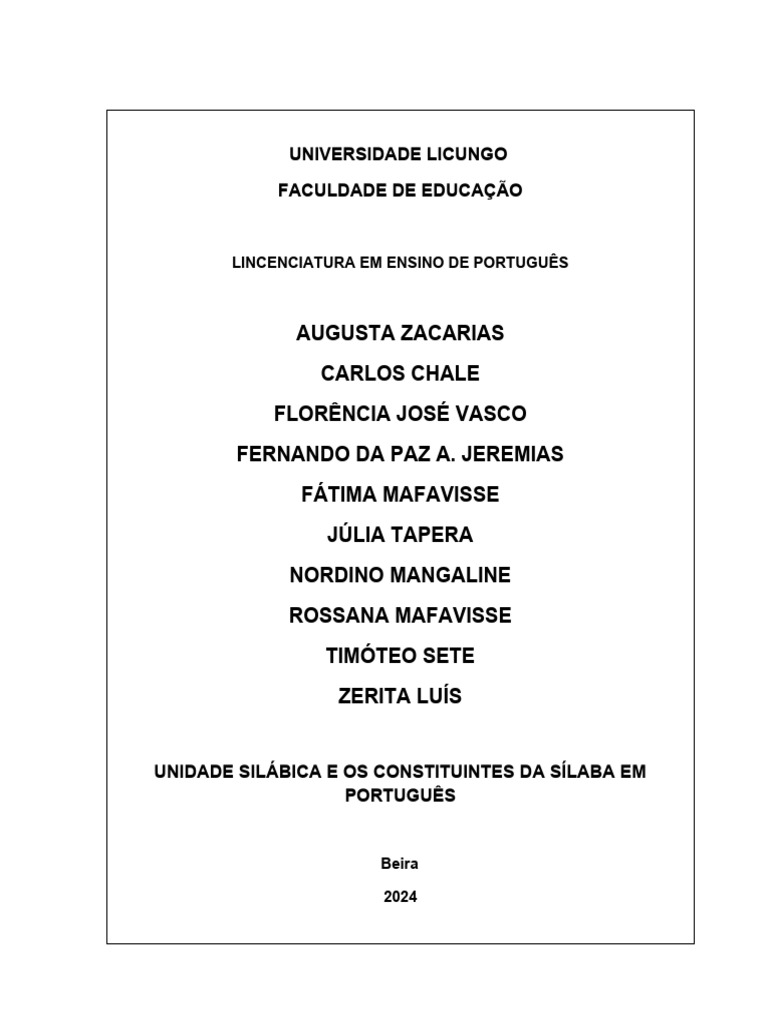 TRABALHO DE FONÉTICA 3 Grupo | PDF | Sílaba | Vogal