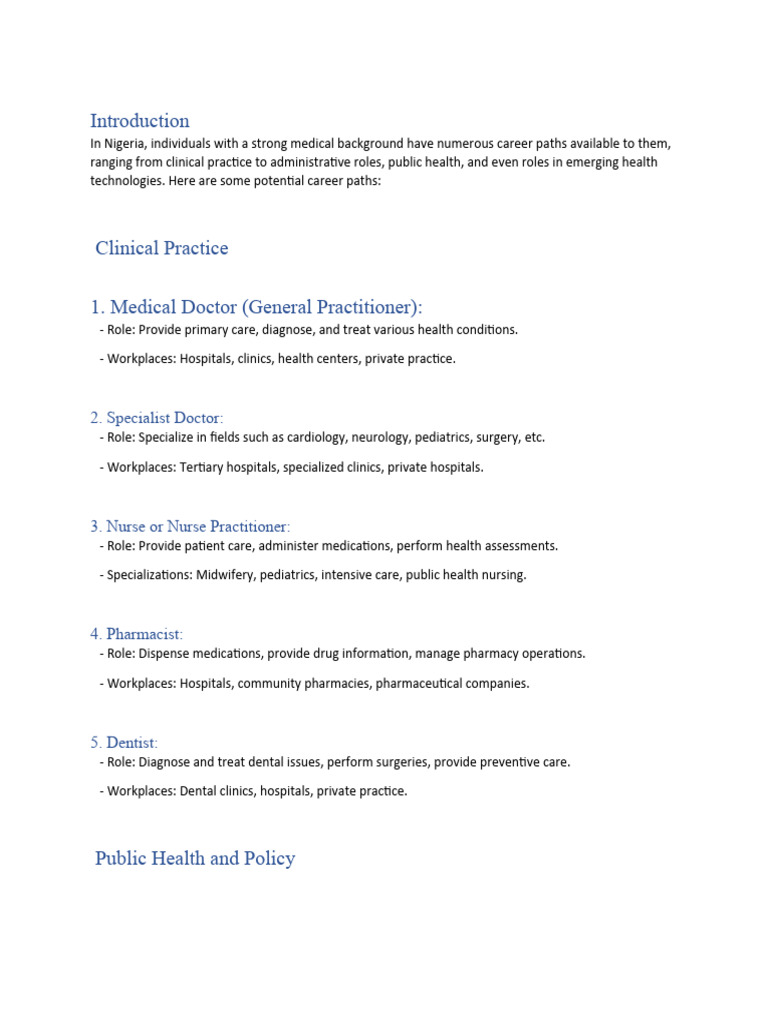 Career Path in Medicine | PDF | Health Care | Medicine