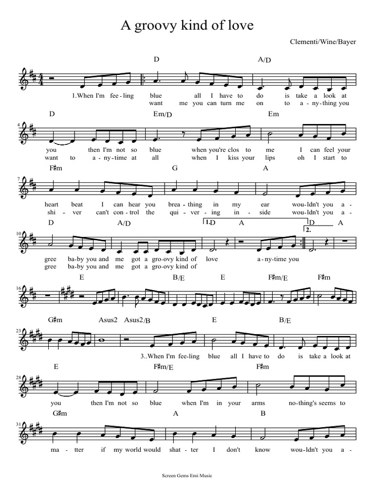 Groovy Kind of Love Chords and Lyrics | PDF | Songs Written