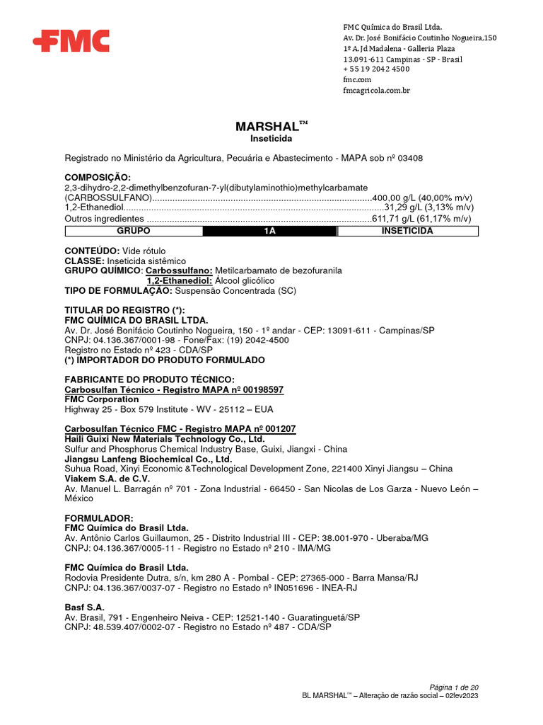 Bula - Marshal | PDF | Nuvem | Inseticida