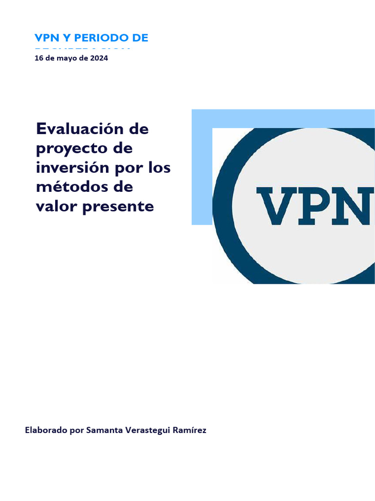VPN y Periodo de Recuperacion | PDF | Valor presente neto | Economias