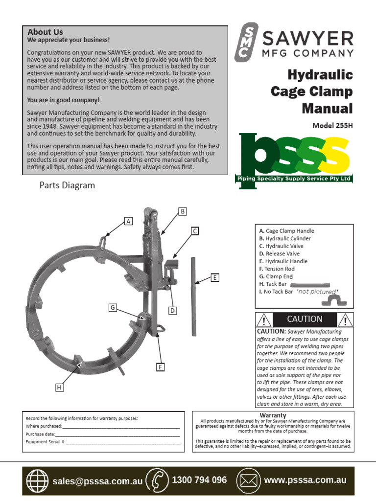 Hydraulic Cage Clamp User Manual | PDF | Pipe (Fluid Conveyance) | Valve