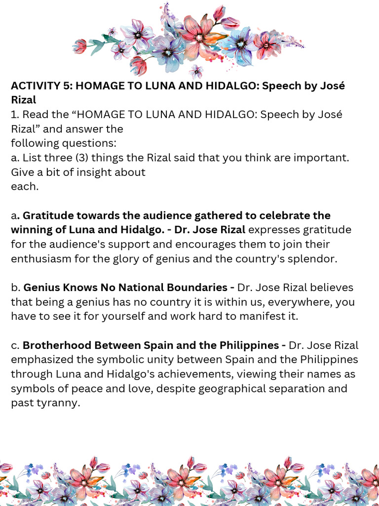 RIZAL Activity 5 | PDF