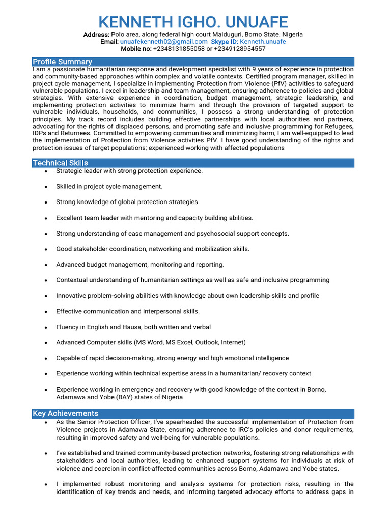 Humanitarian Leadership Profile | PDF | World Food Programme | Capacity ...