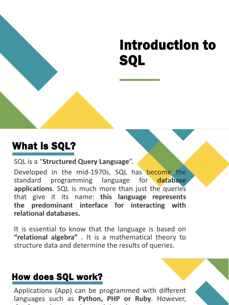 Introduction to SQL | PDF