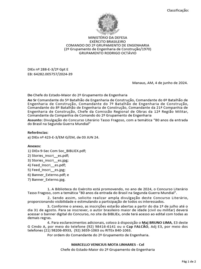 Diex 288 e 3 - 2º GPT e | PDF | Batalhão | Ciência militar