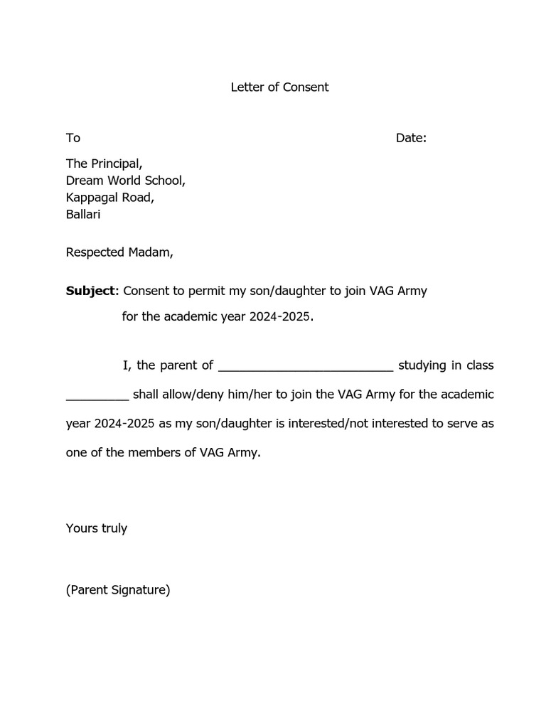 Letter Format For VAG Army 2024-2025 | PDF
