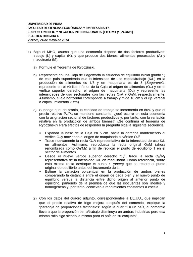 Teorema de Rybczinski y Comercio Internacional | PDF | Ciencias ...