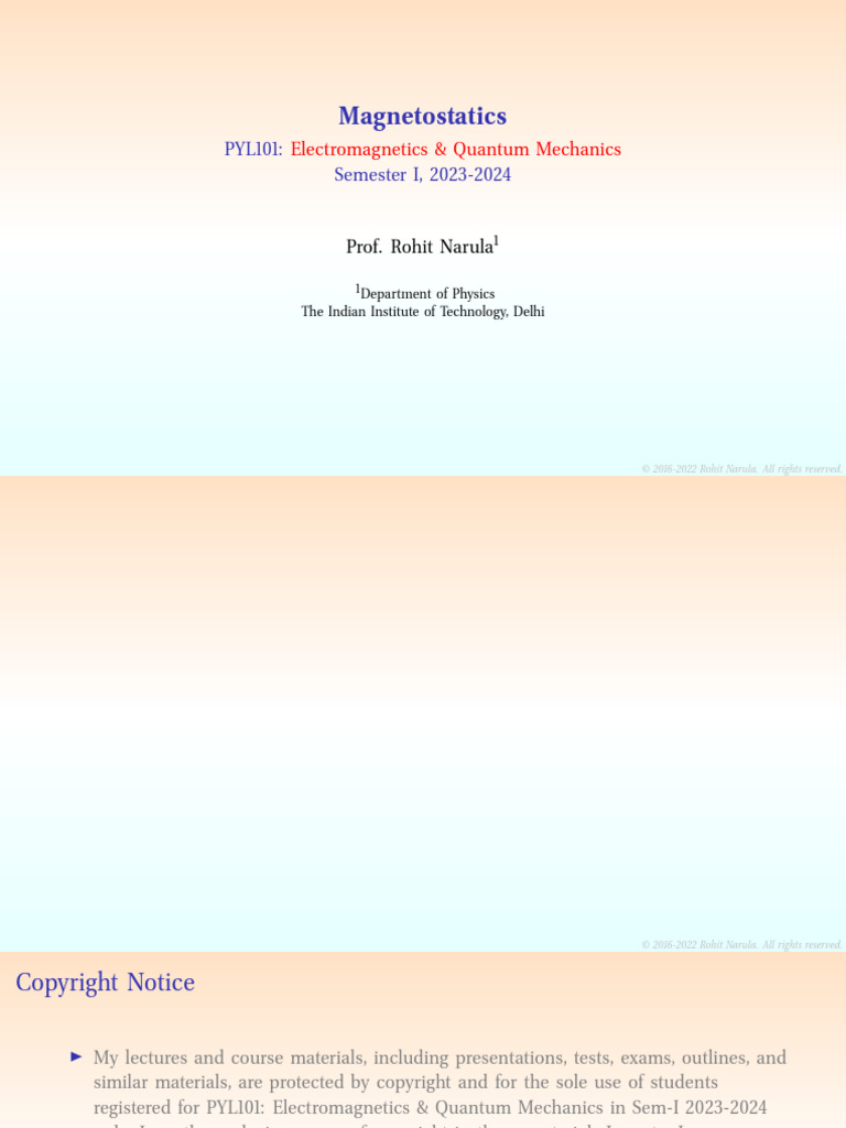 04_Magnetostatics | PDF | Magnetism | Dipole
