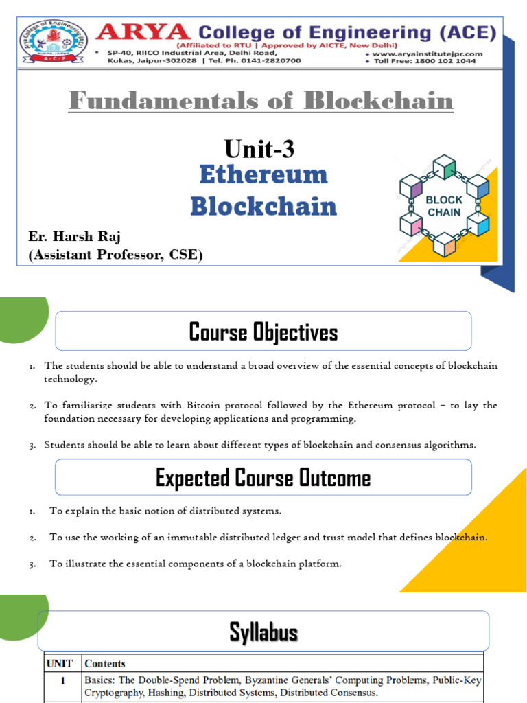 Blockchain Unit-3 | PDF | Bitcoin | Information Technology
