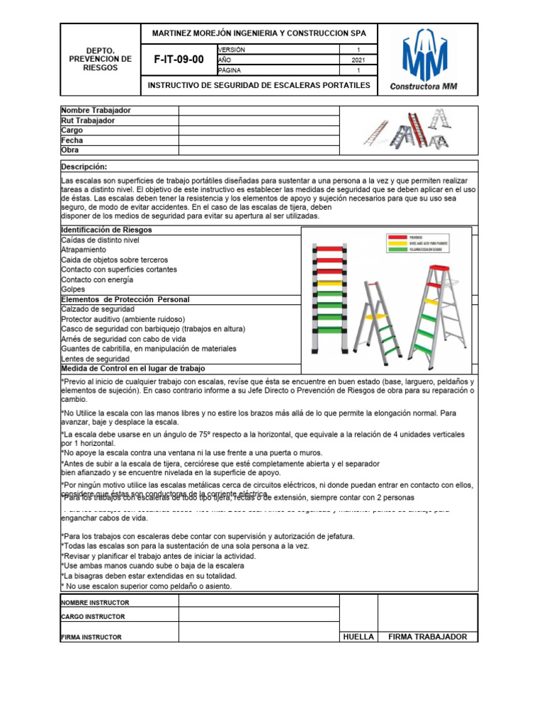 Instructivo de Seguridad Escaleras Portátiles | PDF | Tecnología
