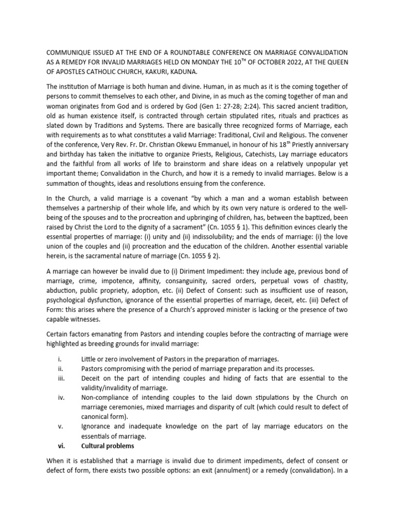 Convalidation: Validating Invalid Marriages | PDF | Marriage | Annulment