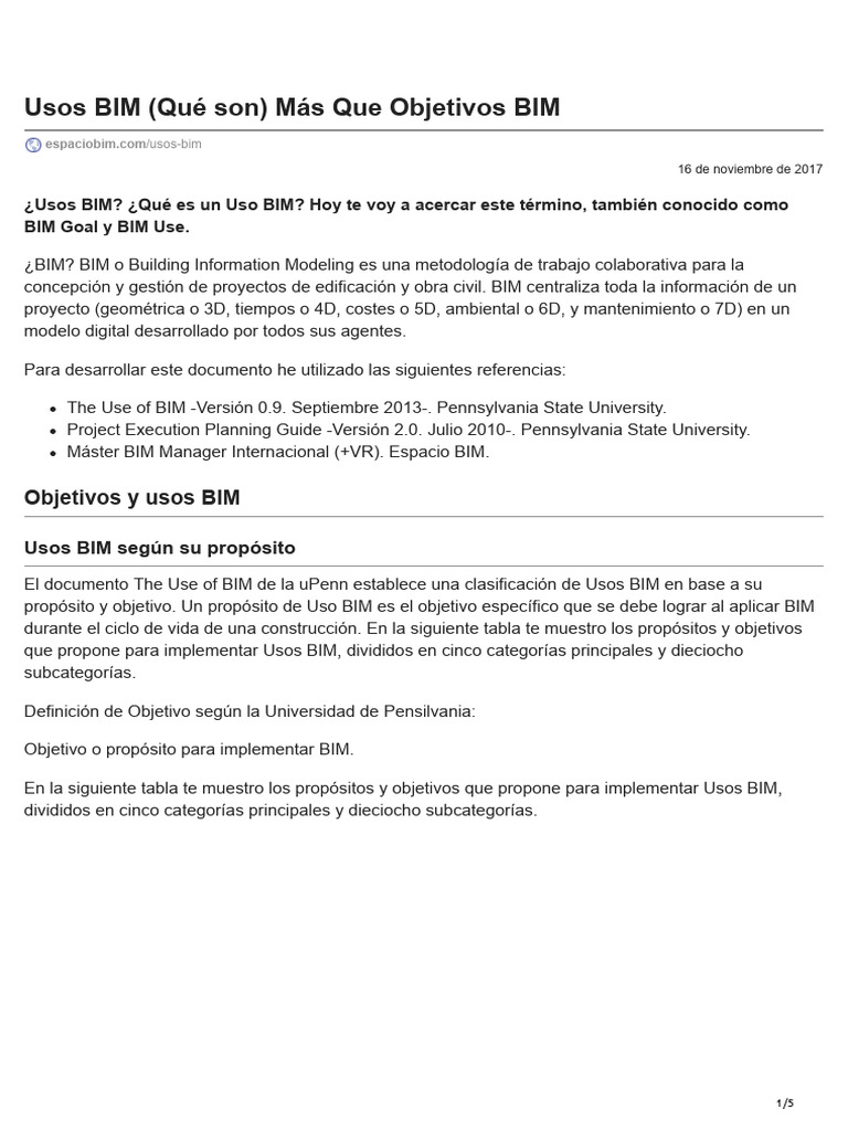 Usos BIM Qué Son, Más Que Objetivos BIM | PDF | Diseño | Ingeniería