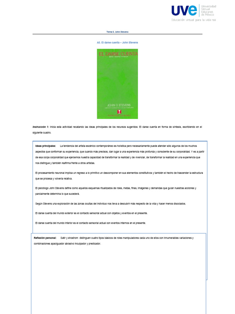 A5. El Darse Cuenta - John Stevens | PDF | Experiencia | Realidad